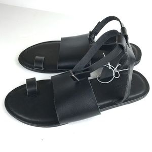 Universal Thread | Shoes | Black Faux Leather Kenya Ankle Strap Sandals ...
